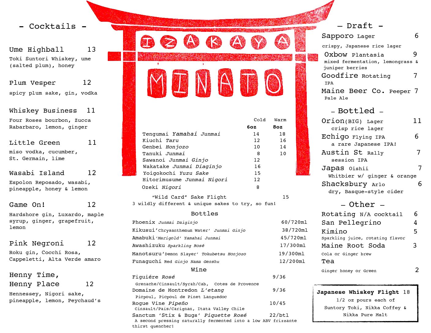 Izakaya Minato › Menus
